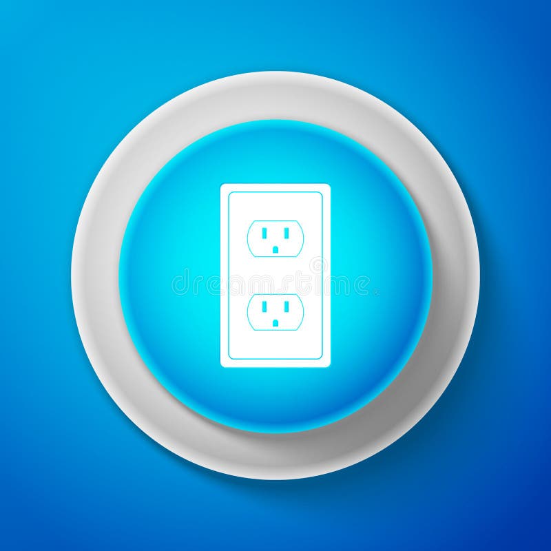 White Electrical Outlet in the USA Icon Isolated on Blue Background ...