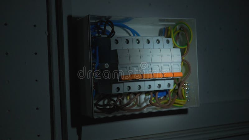 White Electrical Panel with Many Wires, Electrical Parts, Automatic ...