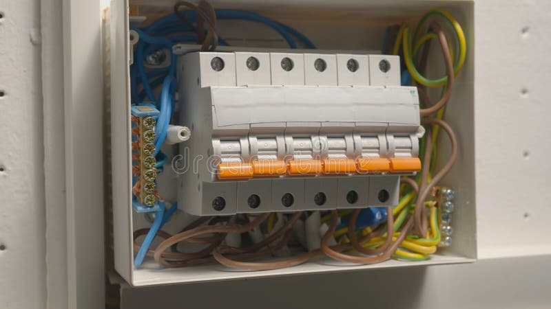 White Electrical Panel with Many Wires, Electrical Parts, Automatic ...