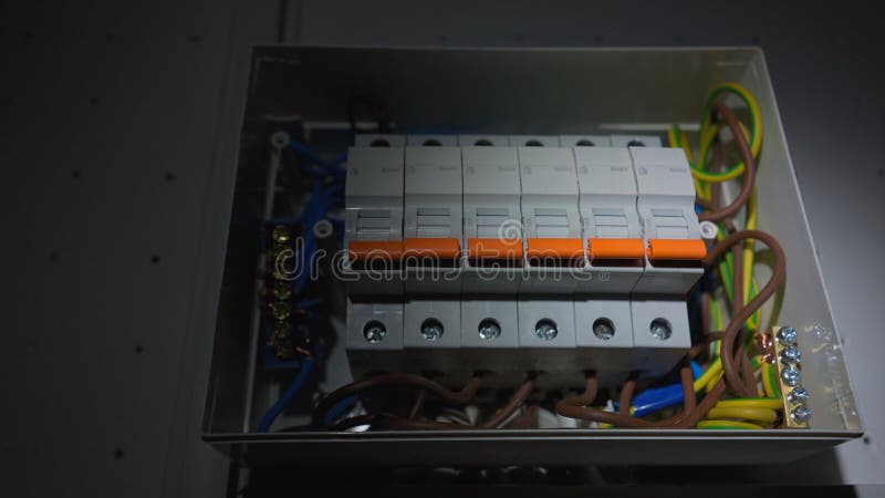 White Electrical Panel with Many Wires, Electrical Parts, Automatic ...