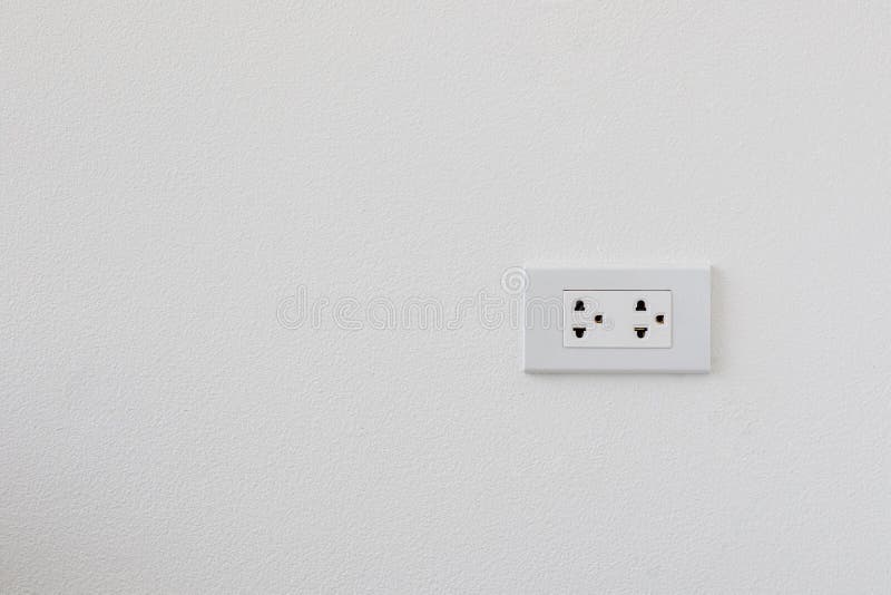 White Electrical Plug on the White Wall. Stock Image - Image of insert ...