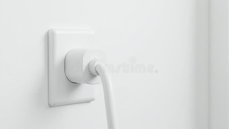White Electrical Plug in Wall Socket Stock Illustration - Illustration ...