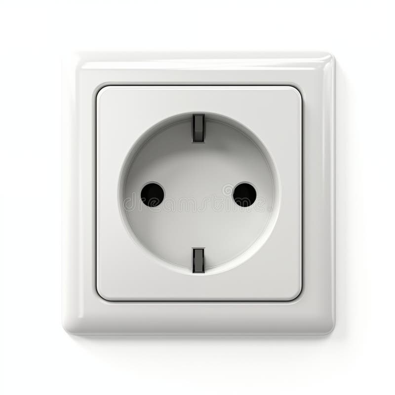 White Electrical Power Socket Outlet with Clean Design on a Plain White ...