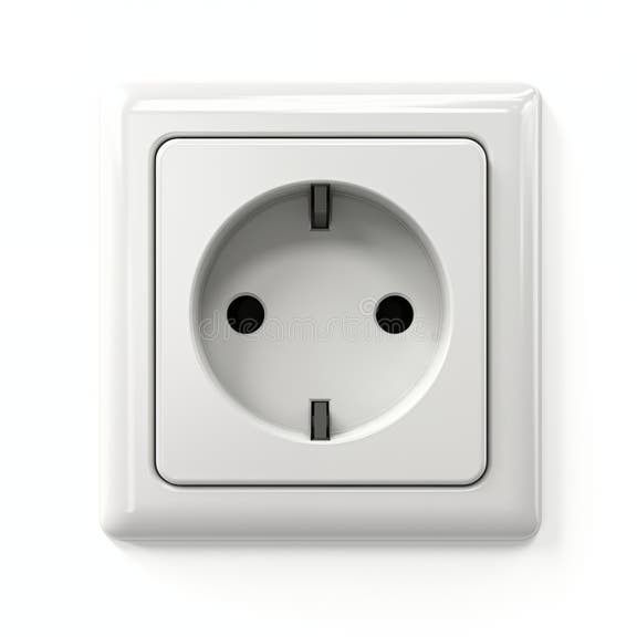 White Electrical Power Socket Outlet with Clean Design on a Plain White ...