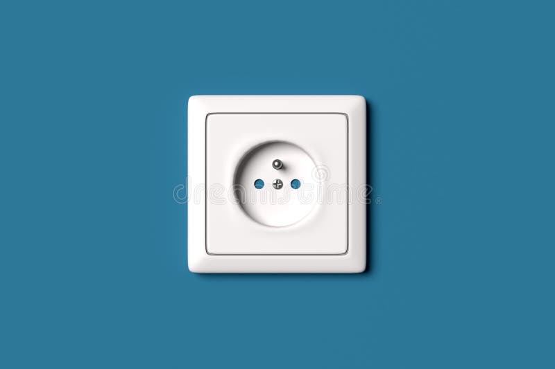 White Electrical Socket on Blue Wall Providing Electricity Stock ...