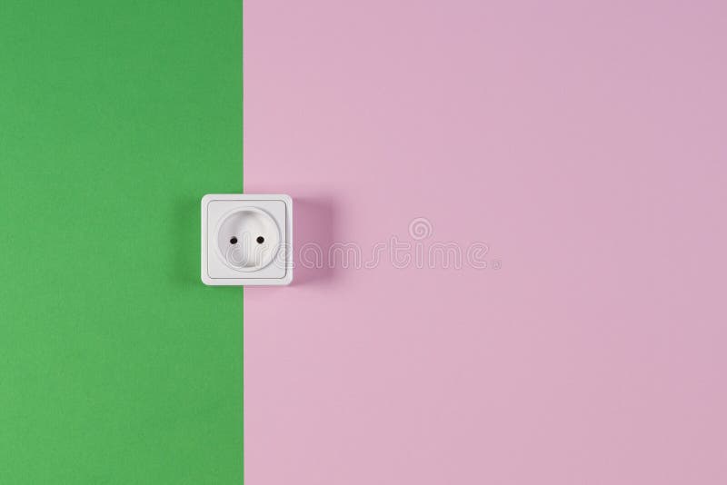White Electrical Power Sockets and Power Plug on Light Green Background ...