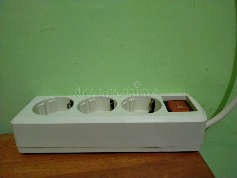 White Electrical Socket with Three Holes Stock Photo - Image of ...