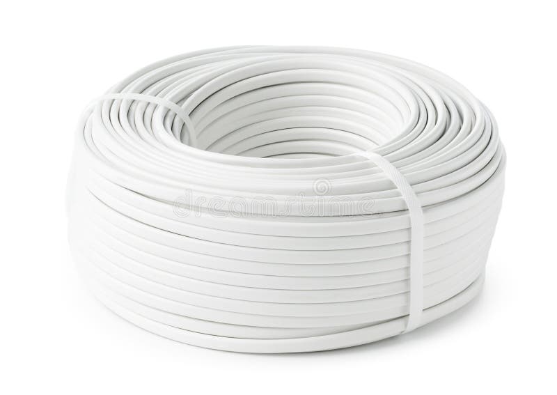 White Electrical Wire Roll Isolated on White Background Stock Photo ...