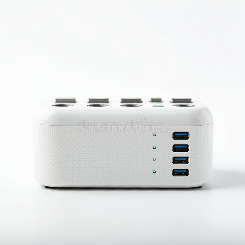 White Electronic Device Featuring a Sleek, Rectangular Design. Equipped ...