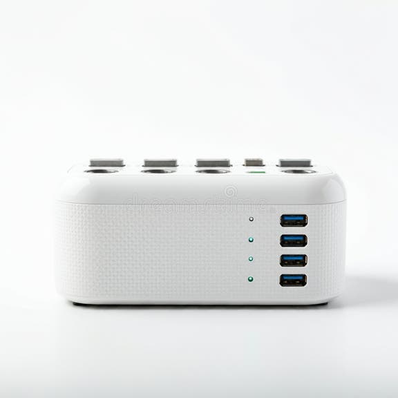 White Electronic Device Featuring a Sleek, Rectangular Design. Equipped ...
