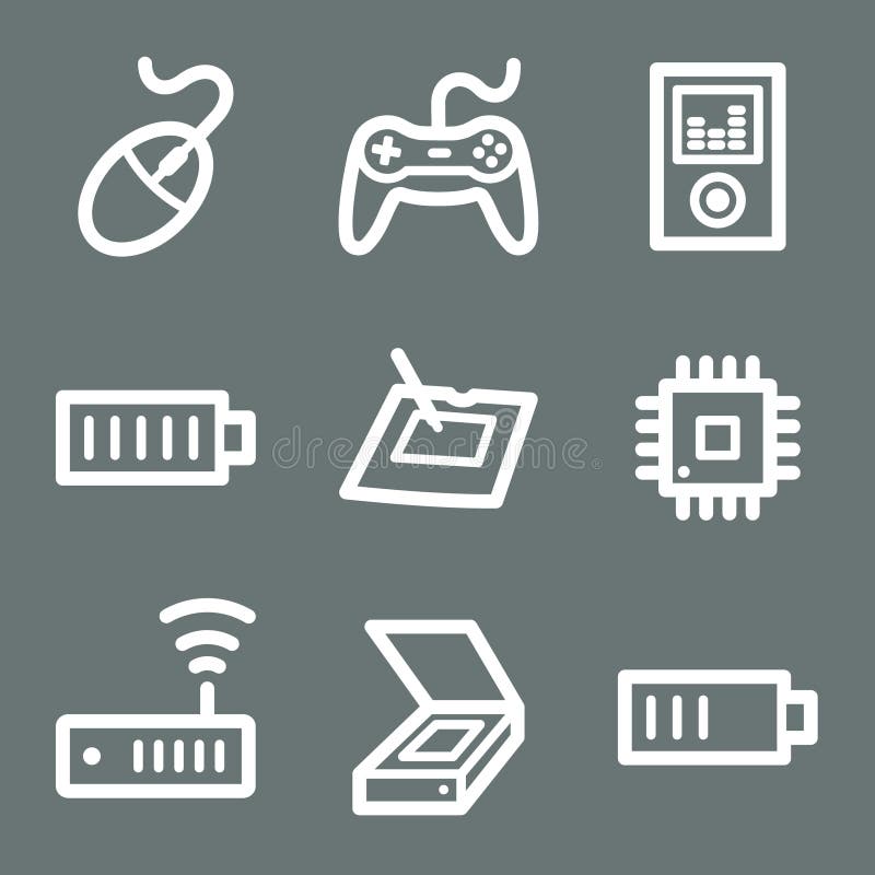 Electronics Web Icons, Green Grey Solid Icons Stock Vector ...