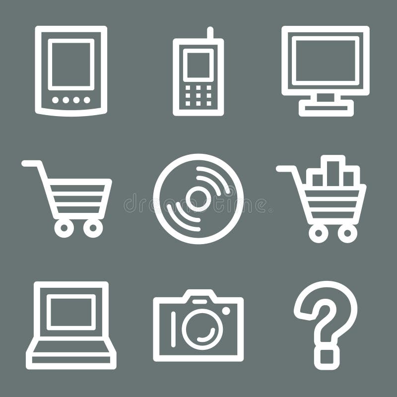 White Electronics Web Icons Stock Vector - Illustration of order ...
