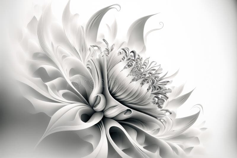 A White Elegance Fantasy Flower on White Background. Created with ...