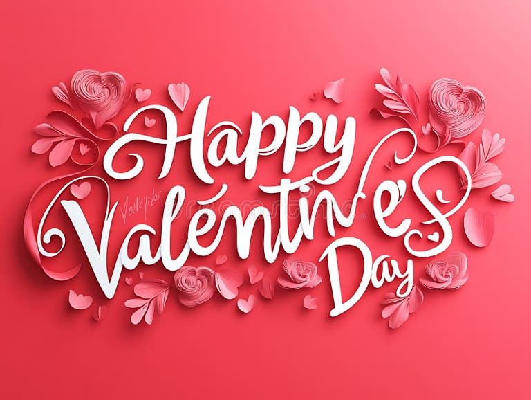 A White Elegant Script Proclaims Happy Valentines Day Stock Photo ...