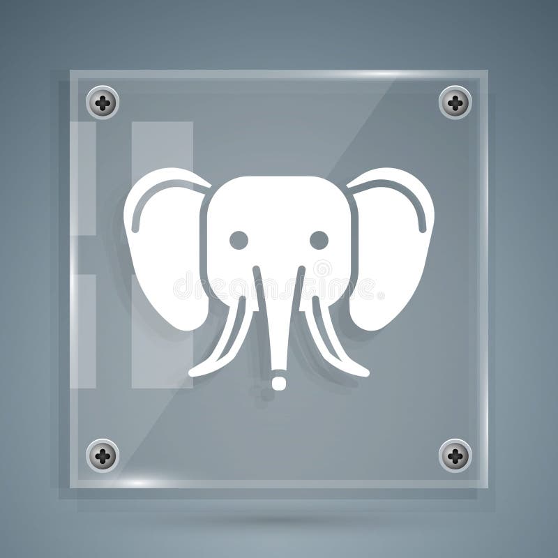 White Elephant Icon Isolated on Grey Background. Square Glass Panels ...