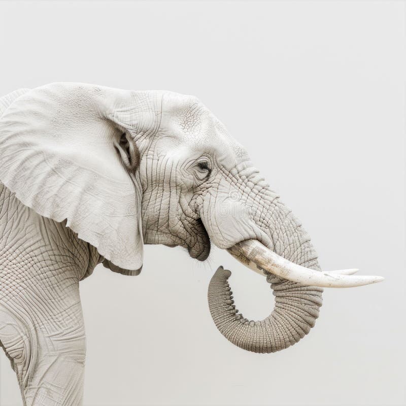White Elephant Profile on Plain Background. Generative Ai Stock ...