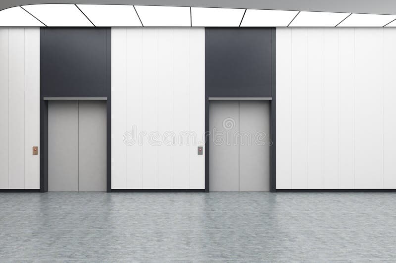 White elevator hall stock illustration. Illustration of architecture ...