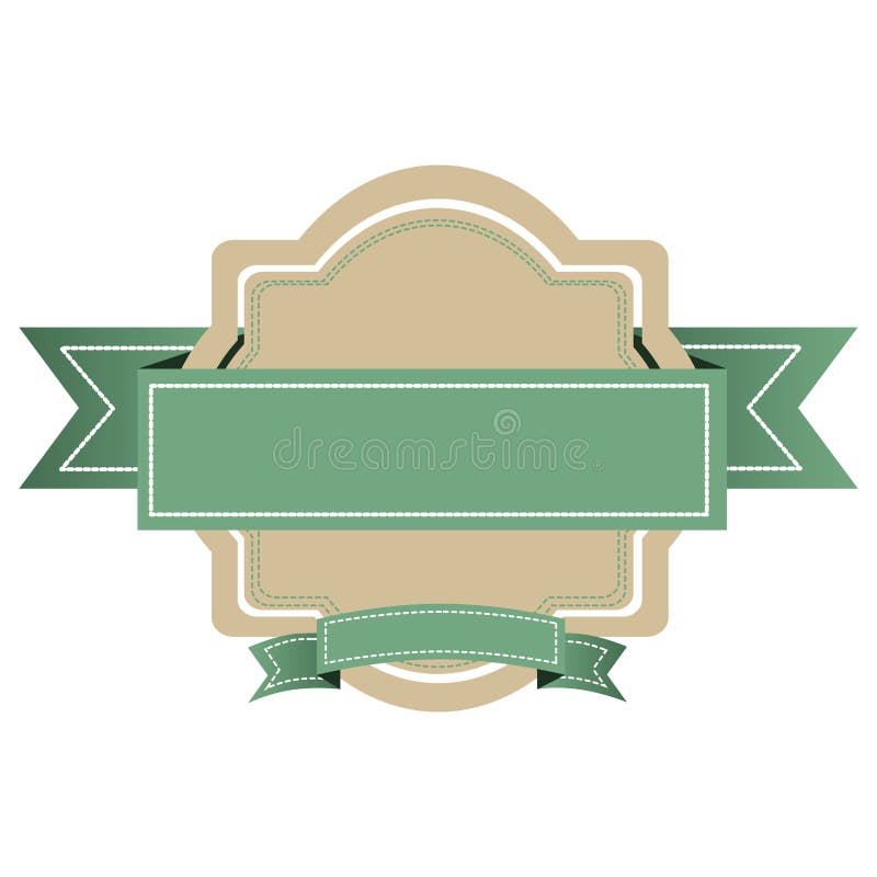 White Emblem with Green Ribbon Icon Stock Illustration - Illustration ...