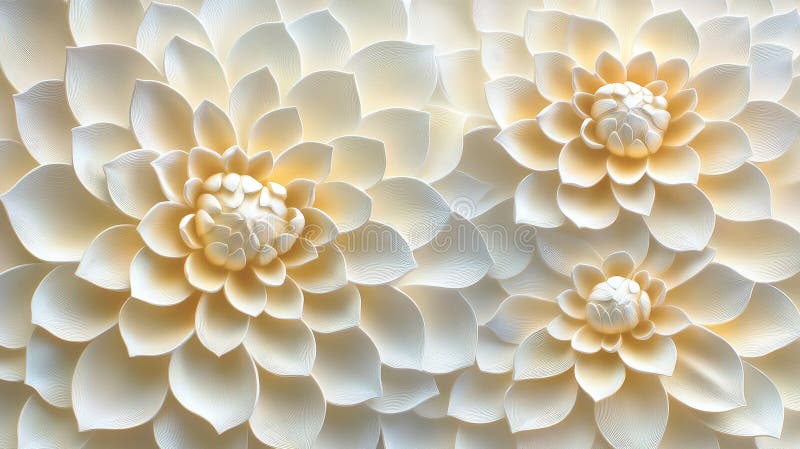 White Embossed Floral Pattern Studio Shot of Textured Relief Design ...