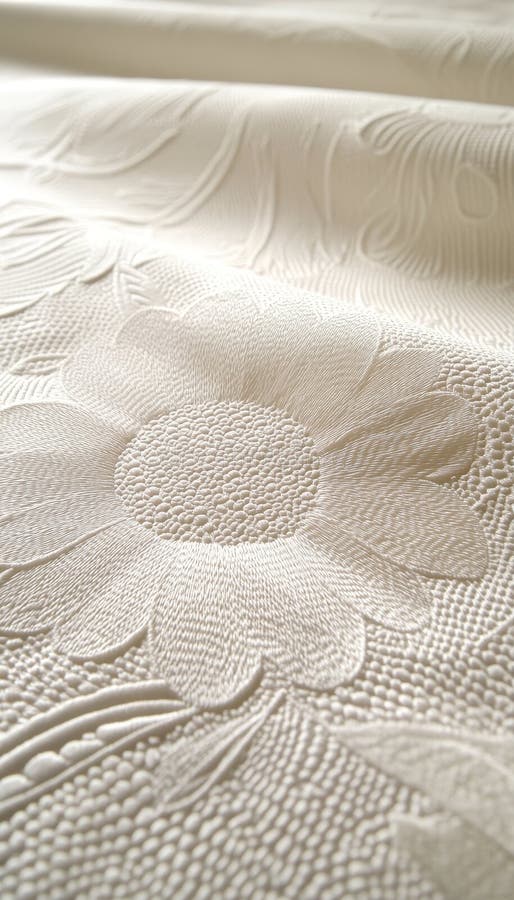White Embossed Floral Pattern Textured Surface, Relief Design ...