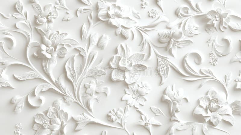 Embossed Floral Line Art Tracery 3d Seamless Pattern. Ornamental ...