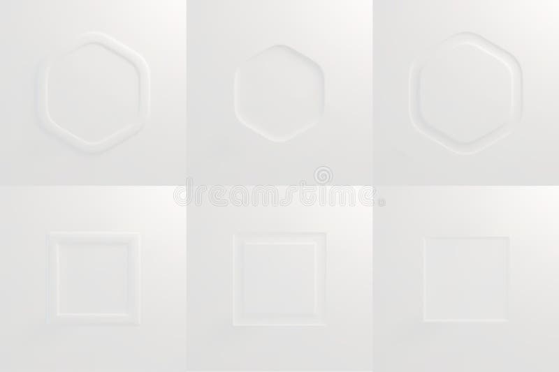 White Embossed Geometric Frames Stock Illustration - Illustration of ...