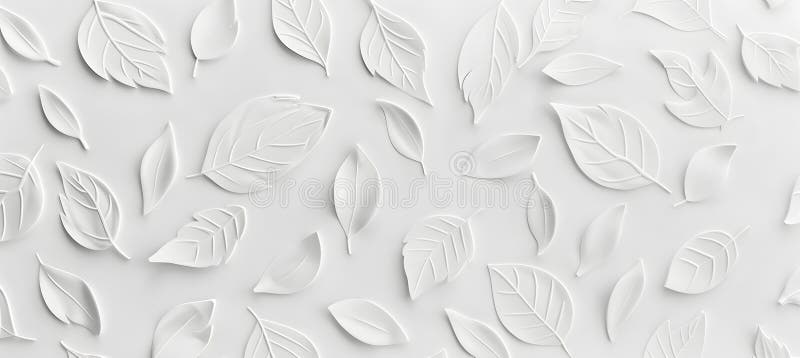 White Embossed Leaf Pattern Seamless Texture Stock Illustration ...