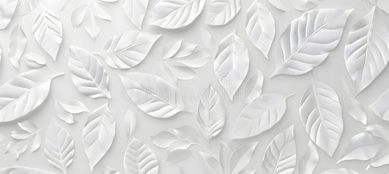 White Embossed Leaves Seamless Pattern Stock Illustration ...