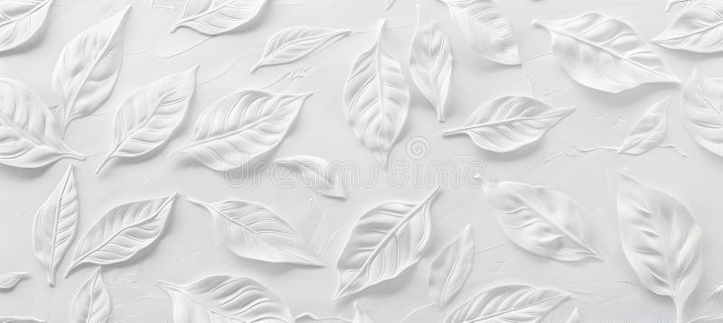 White Embossed Leaves Seamless Texture Stock Illustration ...