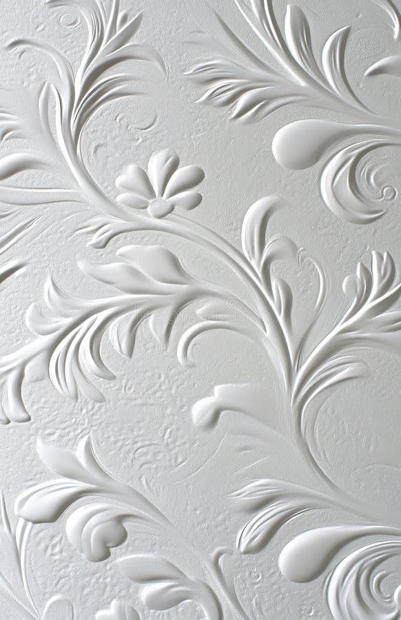 Elegant White Embossed Paper with Botanical Motifs Stock Illustration ...