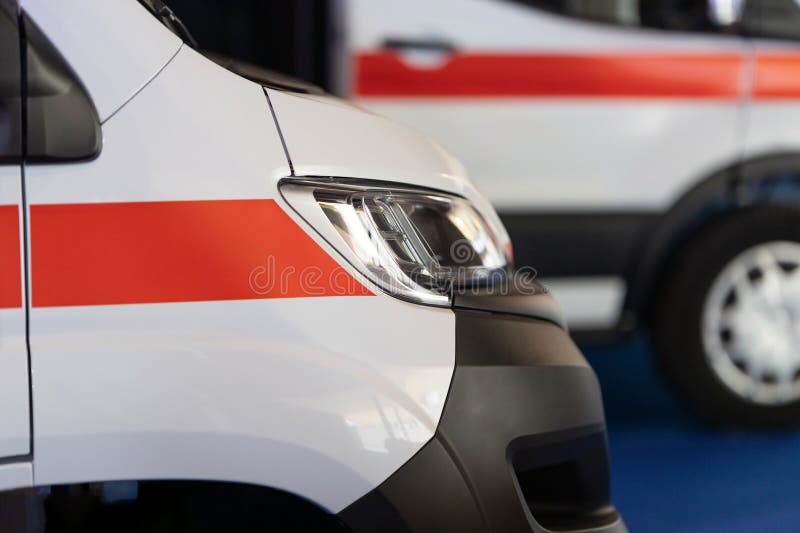 White Emergency Vehicle Parked. Stock Photo - Image of reflection, auto ...