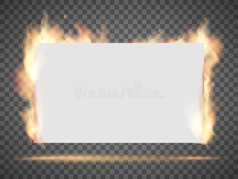White Empty Banner or Sheet of Paper on Fire Stock Vector ...