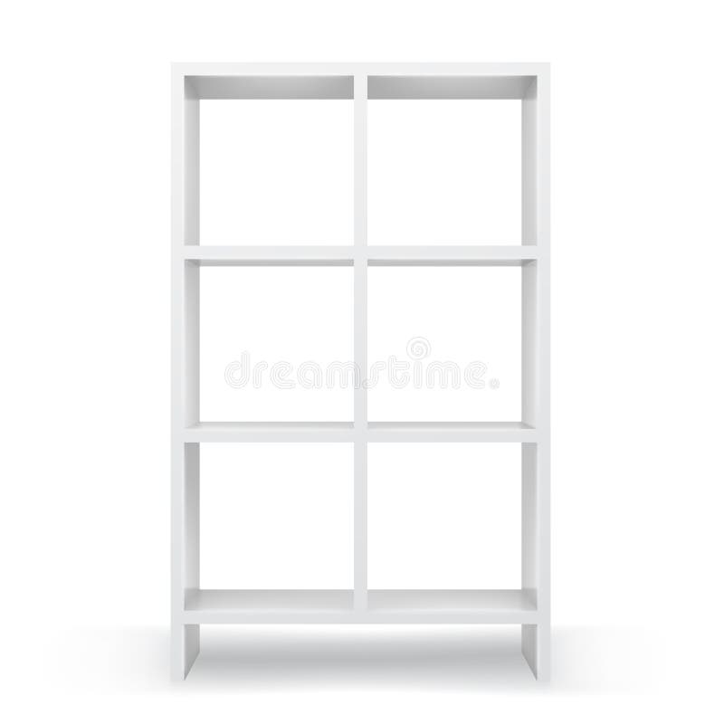White Empty Bookcase Template. Realistic Isolated Vector. Stock Vector ...