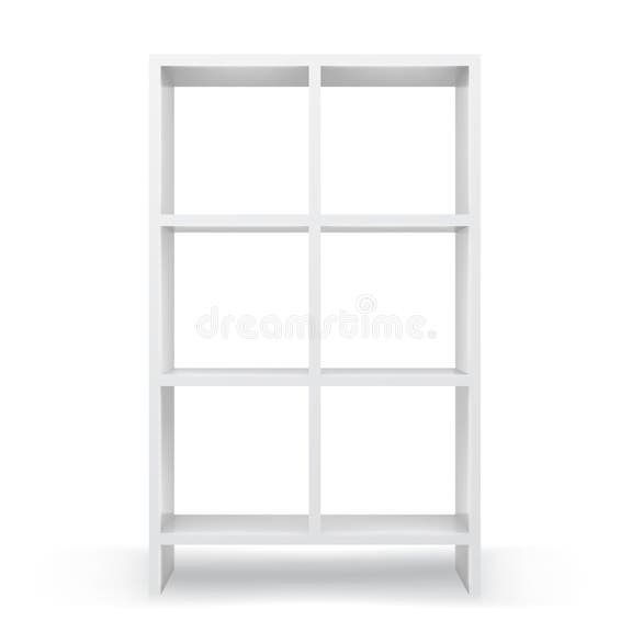 White Empty Bookcase Template. Realistic Isolated Vector. Stock Vector ...