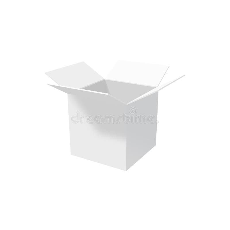 White Empty Box with an Open Lid Isolated on a White Background Stock ...