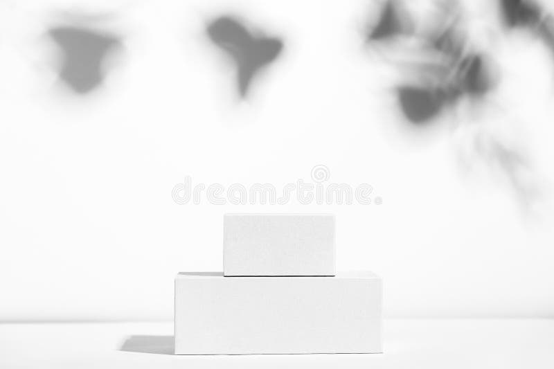 White Empty Boxes of Different Forms on Light Backdrop with Shadow ...