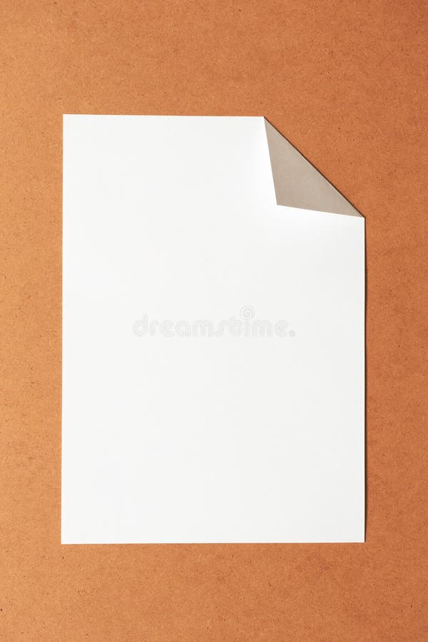 White Empty Clean Paper Sheet with Folded Corner on Cardboard ...