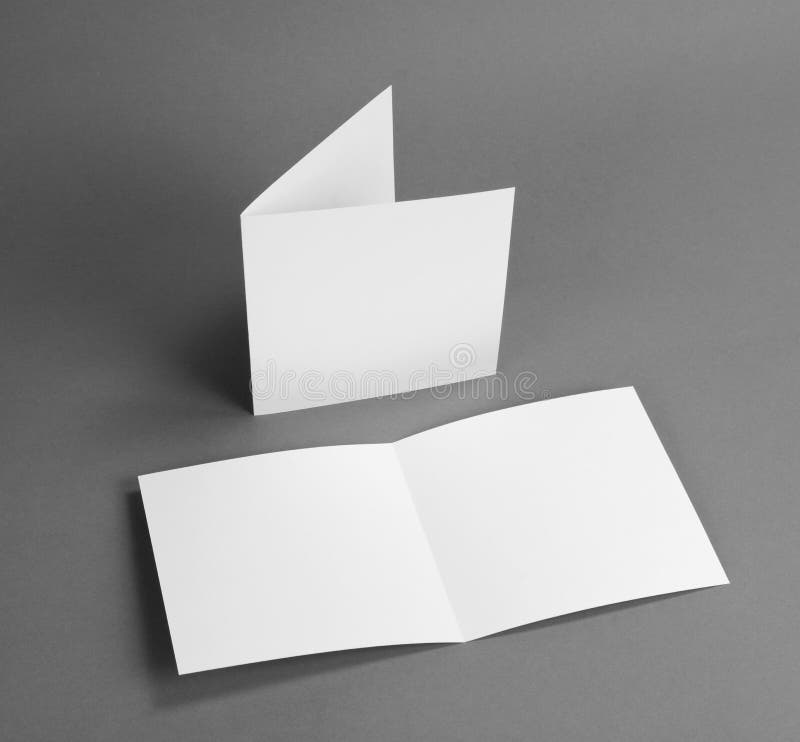 White Empty Card on Grey To Replace Your Design. Stock Photo - Image of ...