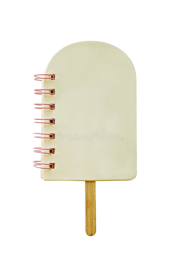 White Empty Cute Notebook is Design To Stick Ice Shape Isolate on White ...