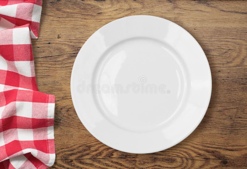 White Empty Dinner Plate Setting on Wooden Table Stock Image - Image of ...