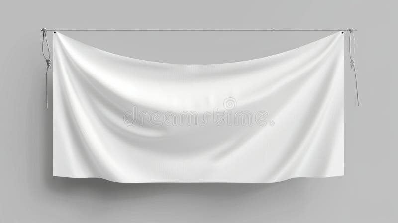 White Empty Flag Hanging on the Wall. Blank Flag Concept. Modern ...