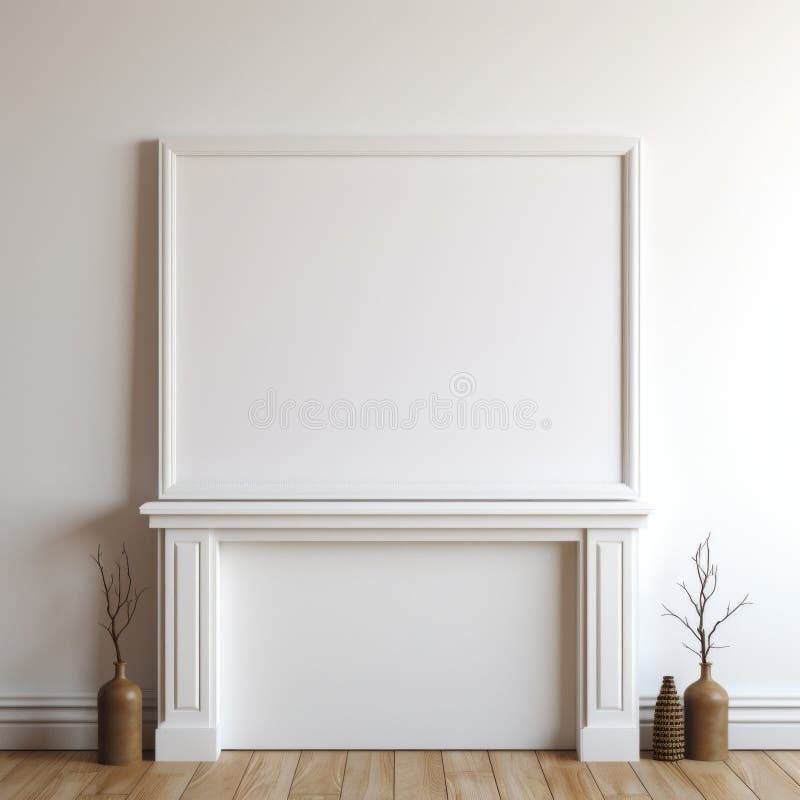 Minimalist Fireplace Mantel Picture Frame for Modern Home Decor Stock ...
