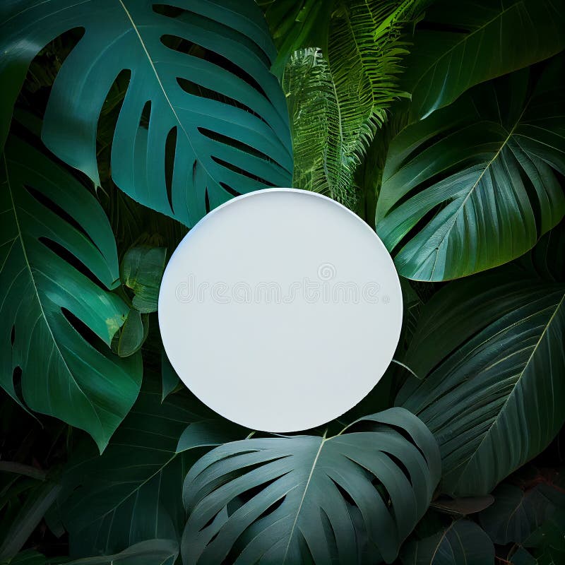 White Empty Frame on Green Natural Exotic Background. Generative AI ...