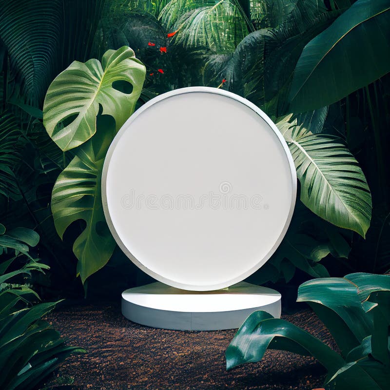 White Empty Frame on Green Natural Exotic Background. Generative AI ...