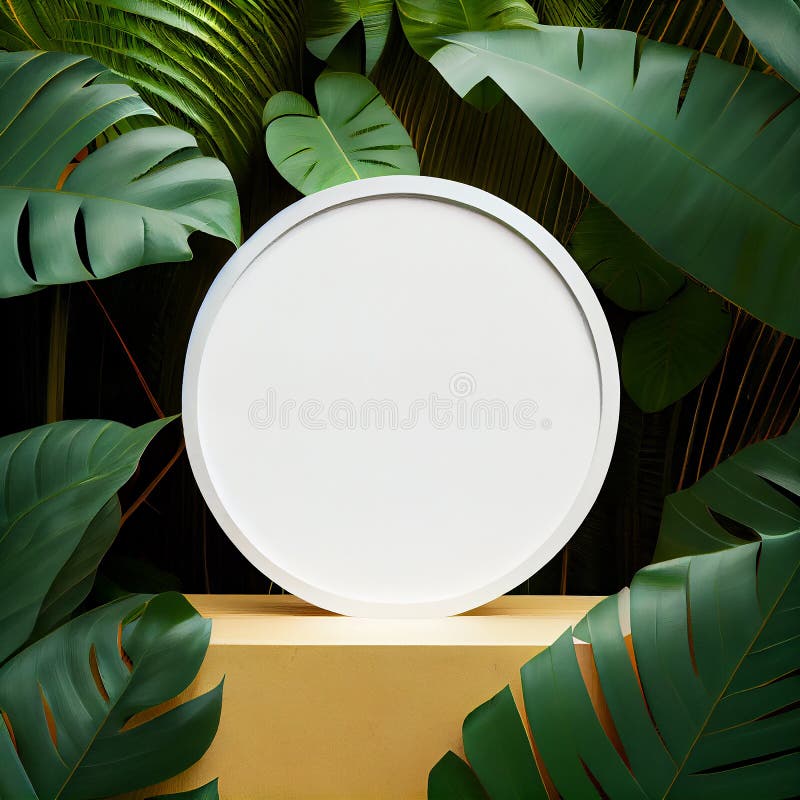 White Empty Frame on Green Natural Exotic Background. Generative AI ...