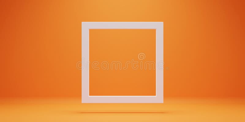 White Empty Frame in Orange Solid Color Studio Scene White Lights ...