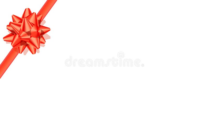 White Empty Gift Card. Red Ribbon and Bow in Left Corner Stock Vector ...