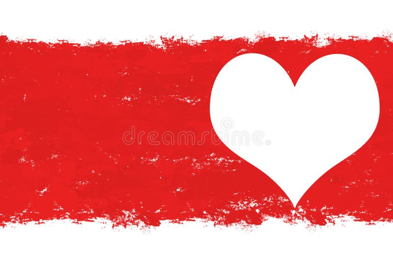 White Empty Heart with Copy Space on the Right Side Against Red Painted ...