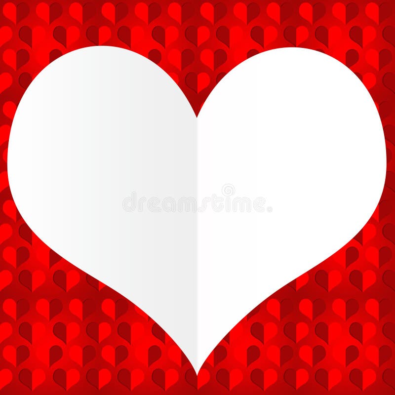 White Empty Heart Shape on a Red Background Stock Illustration ...