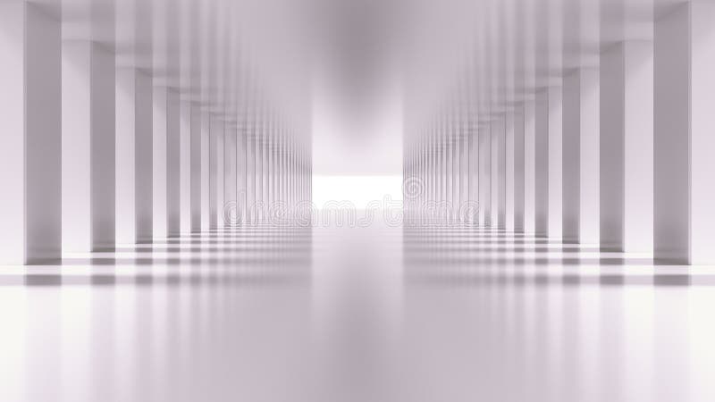 Perspective View of White Empty Modern Architecture Room. Stock ...